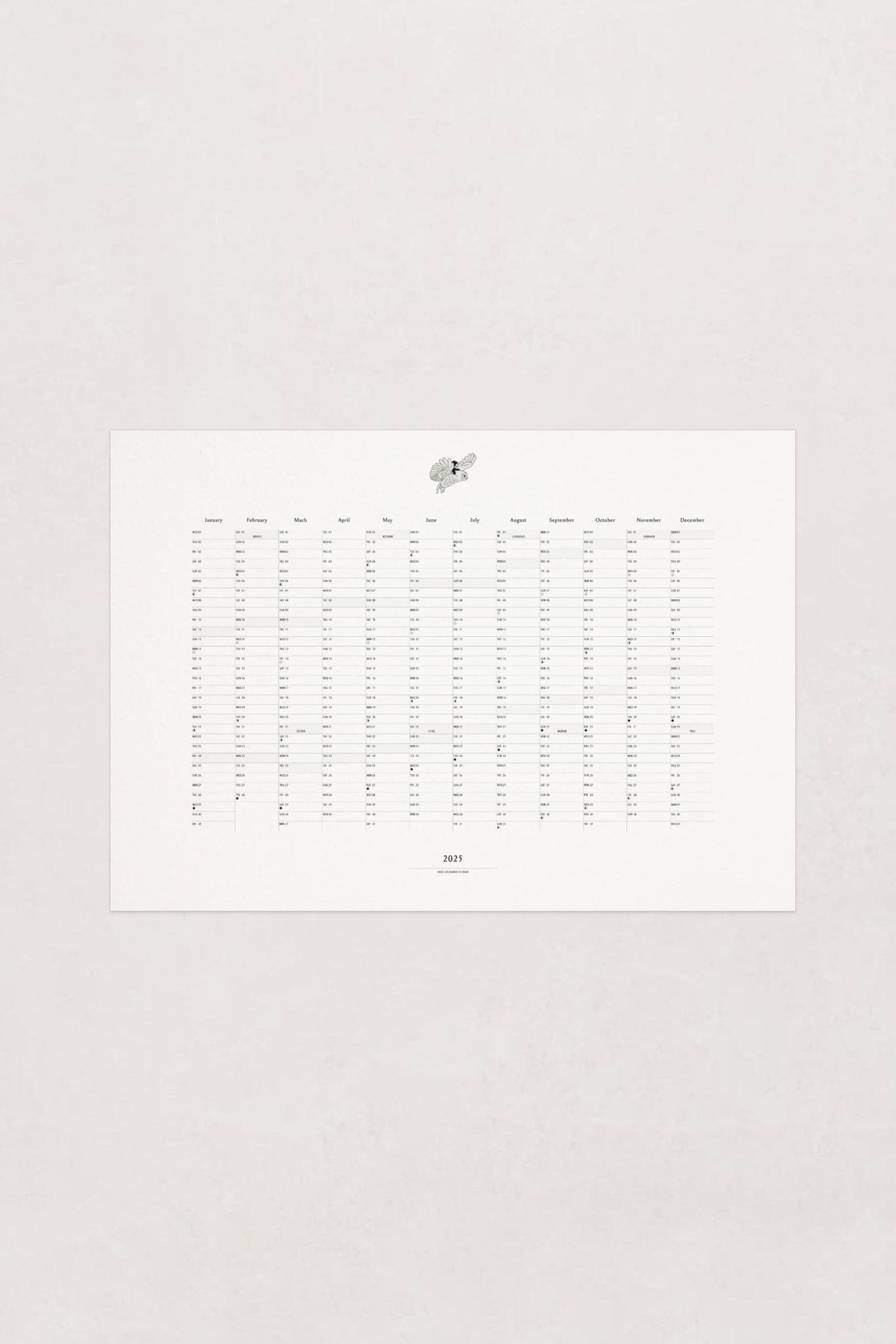 Calendrier annuel 2025 à imprimer - Sous les Nuages